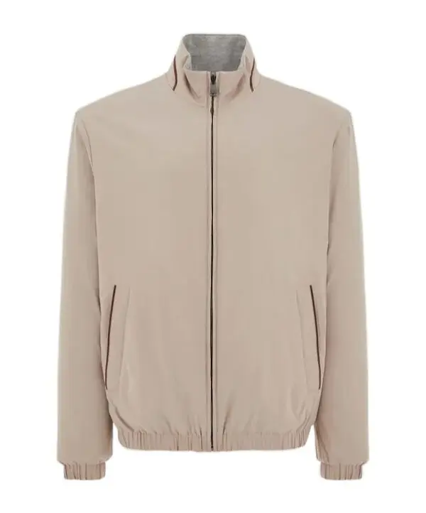 Canali Stand Collar Zip Jacket
