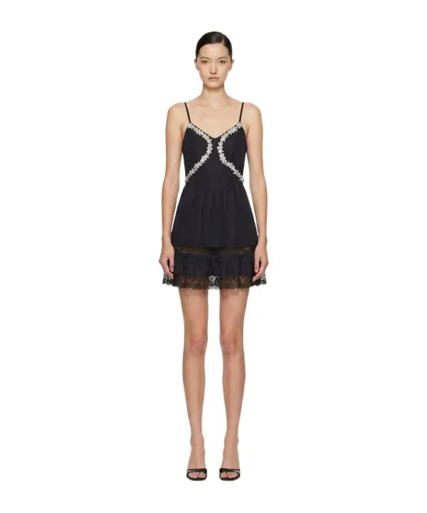 Marissa Chiara Spaghetti Strap V-neck Dress - Black