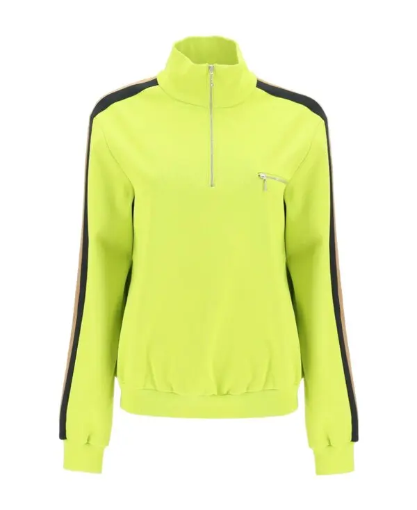 Tory Burch High-neck Half-zip Sweatshirt With Contrast Stripes