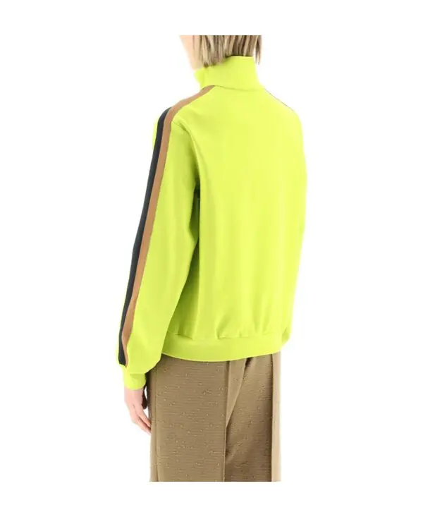 Tory Burch High-neck Half-zip Sweatshirt With Contrast Stripes