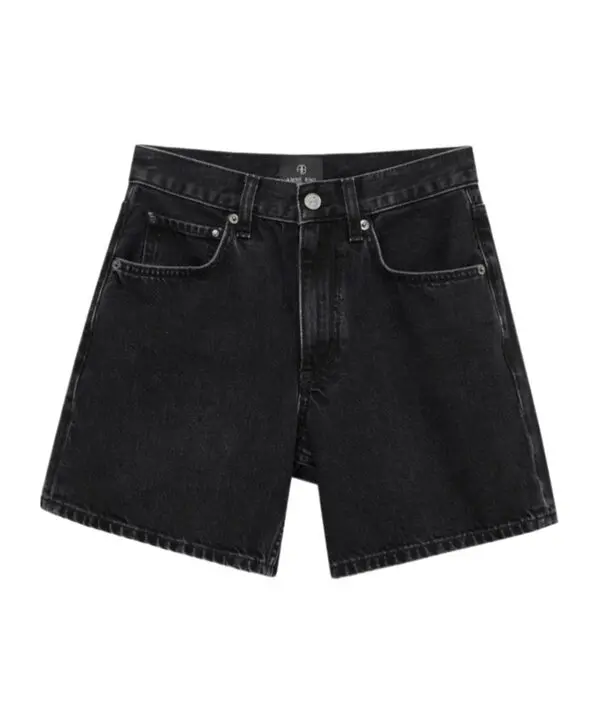 ANINE BING Delaney High-waisted Denim Shorts - Black