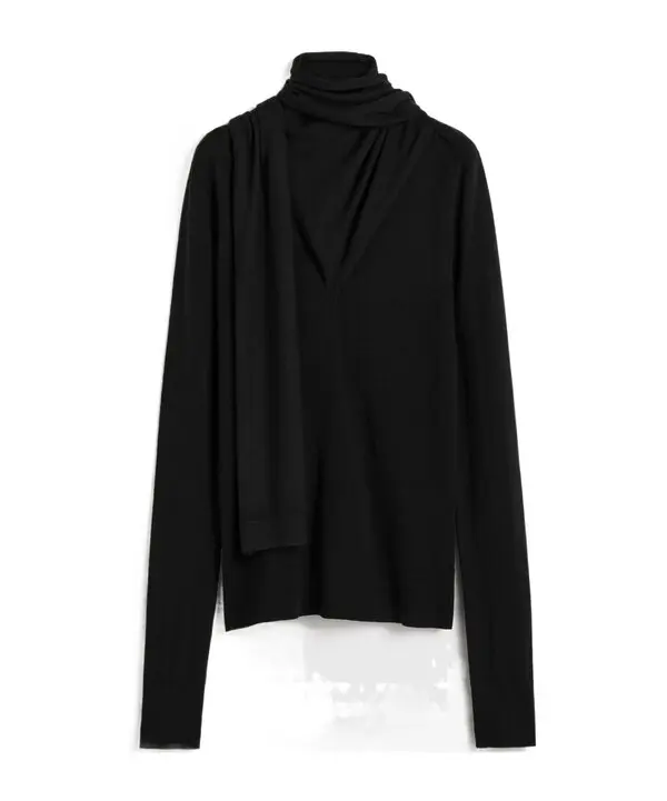 TOTEME Totme Scarf Detailed Long-sleeved Jumper - Black