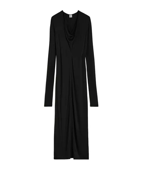 TOTEME Draped V-neck Long Sleeve Maxi Dress
