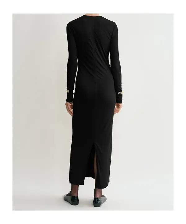 TOTEME Draped V-neck Long Sleeve Maxi Dress