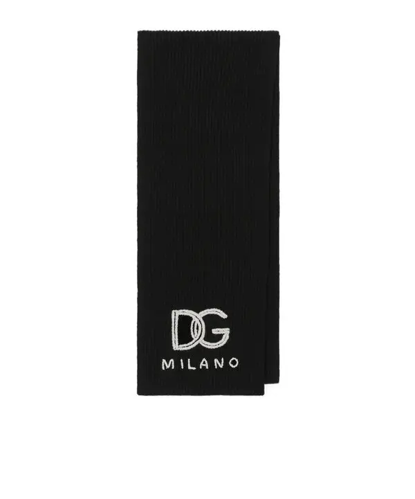 Dolce & Gabbana Logo-embroidered Cashmere Scarf - Black
