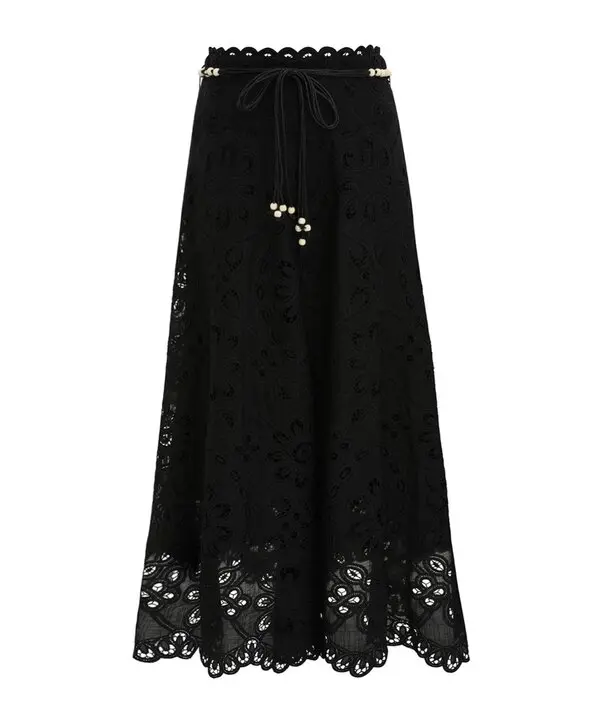 Zimmermann Rhiannon Embroidered Skirt - Black