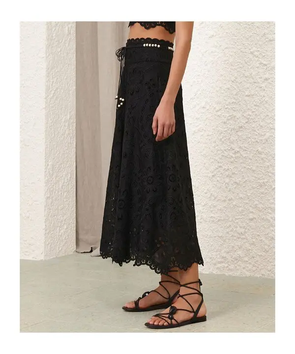 Zimmermann Rhiannon Embroidered Skirt - Black