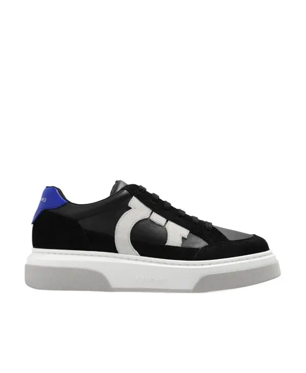 FERRAGAMO Logo Embellished Lace-up Sneakers - Black