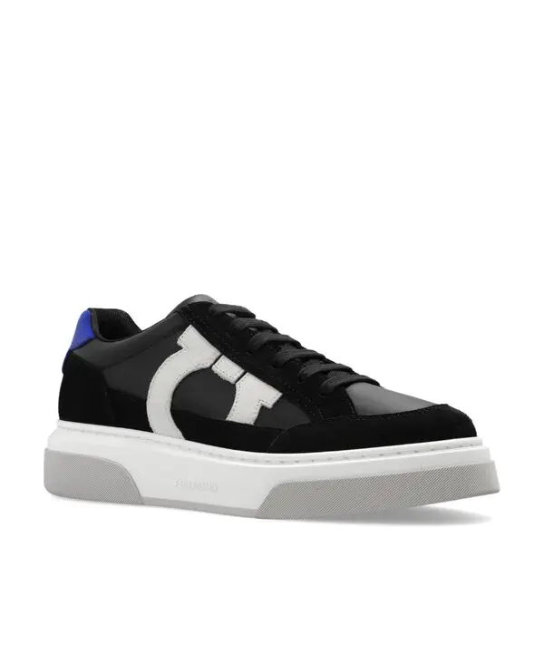FERRAGAMO Logo Embellished Lace-up Sneakers - Black