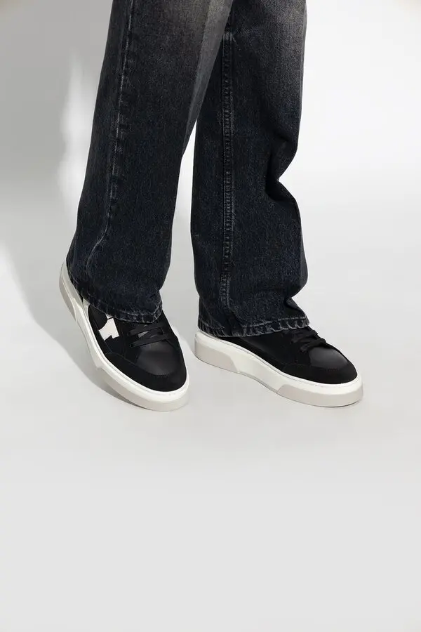 FERRAGAMO Logo Embellished Lace-up Sneakers - Black