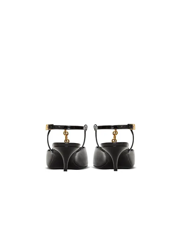 Balmain Sync Chain Kitten Slingbacks - Black