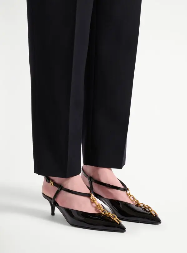 Balmain Sync Chain Kitten Slingbacks - Black