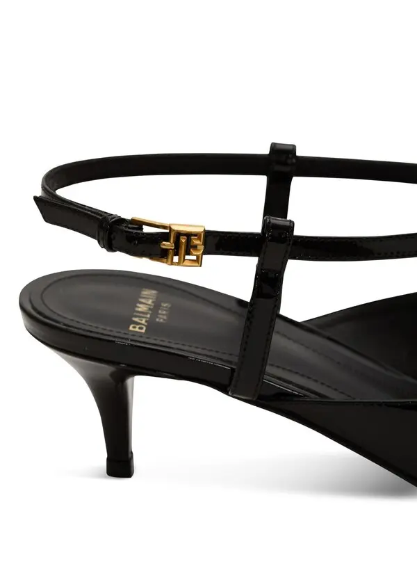Balmain Sync Chain Kitten Slingbacks - Black