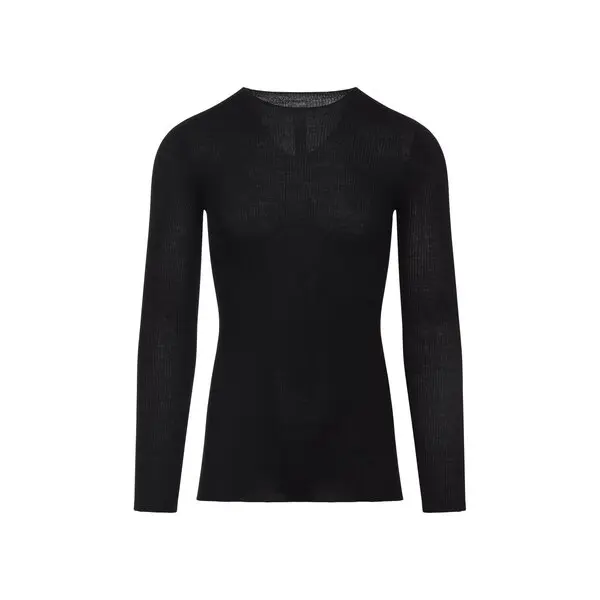 Rick Owens Ribbed Round Neck Pullover - Black
