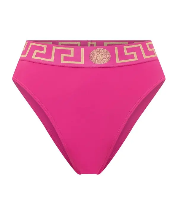 Versace Greca Border High-waist Bikini Briefs - Pink