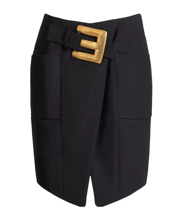 Balmain Buckled Wrap Mini Skirt