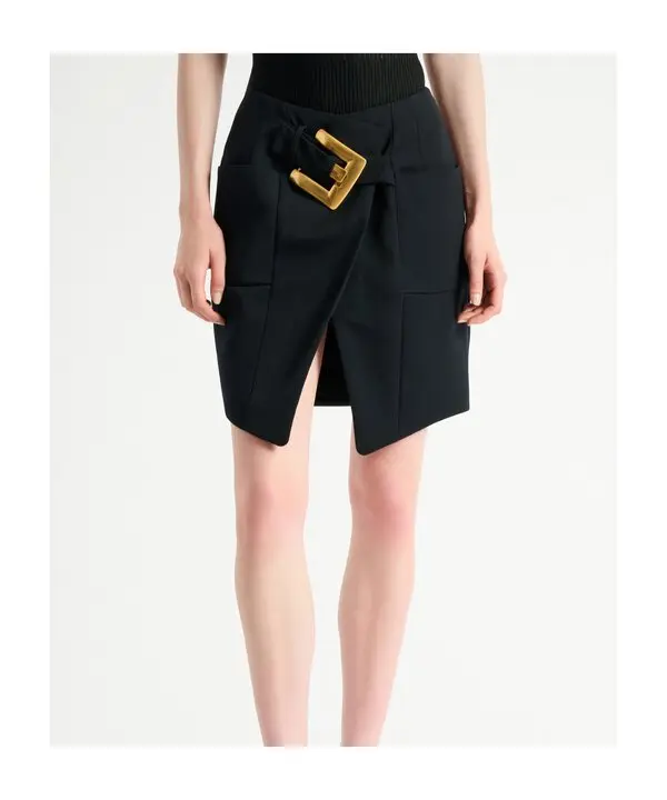 Balmain Buckled Wrap Mini Skirt