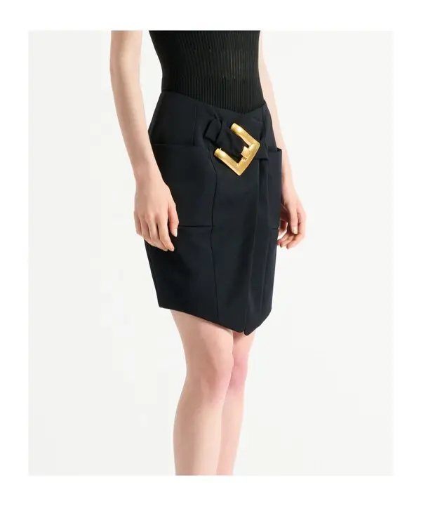 Balmain Buckled Wrap Mini Skirt