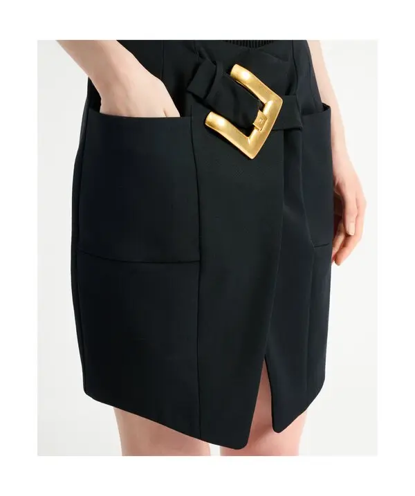 Balmain Buckled Wrap Mini Skirt