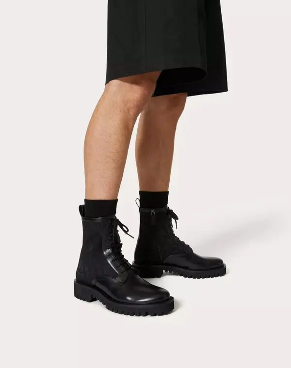Valentino Garavani Toile Iconographe Combat Boots