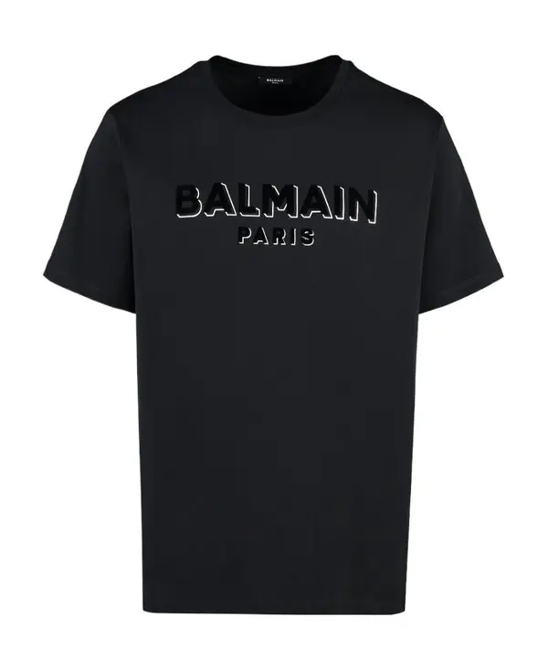 Balmain Logo Printed Crewneck T-shirt - Black
