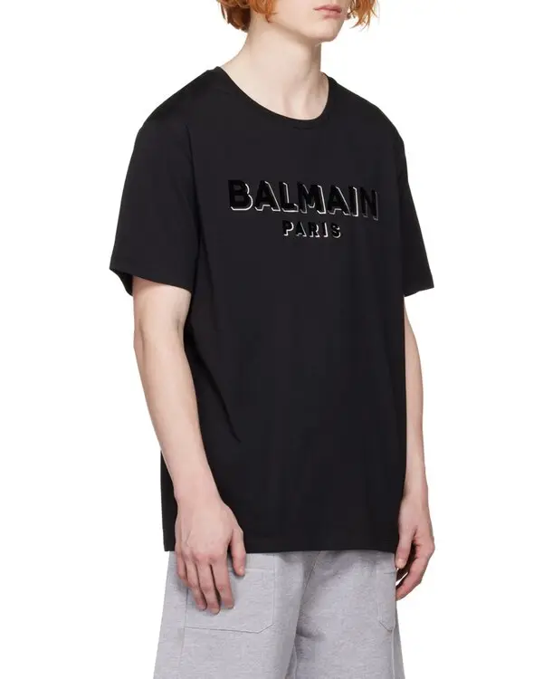 Balmain Logo Printed Crewneck T-shirt - Black