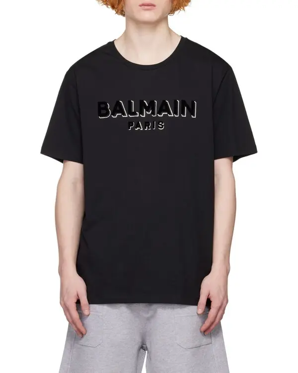 Balmain Logo Printed Crewneck T-shirt - Black