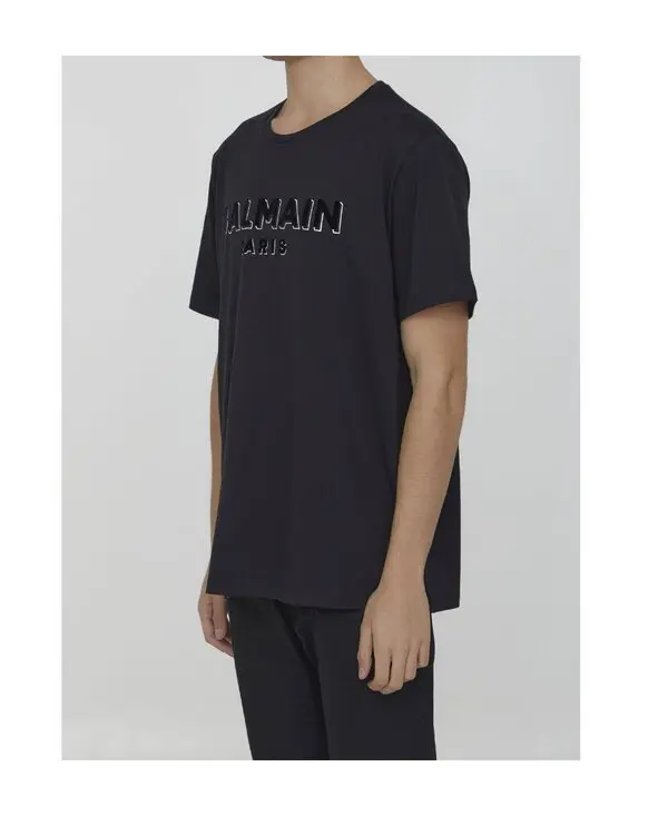Balmain Logo Printed Crewneck T-shirt - Black