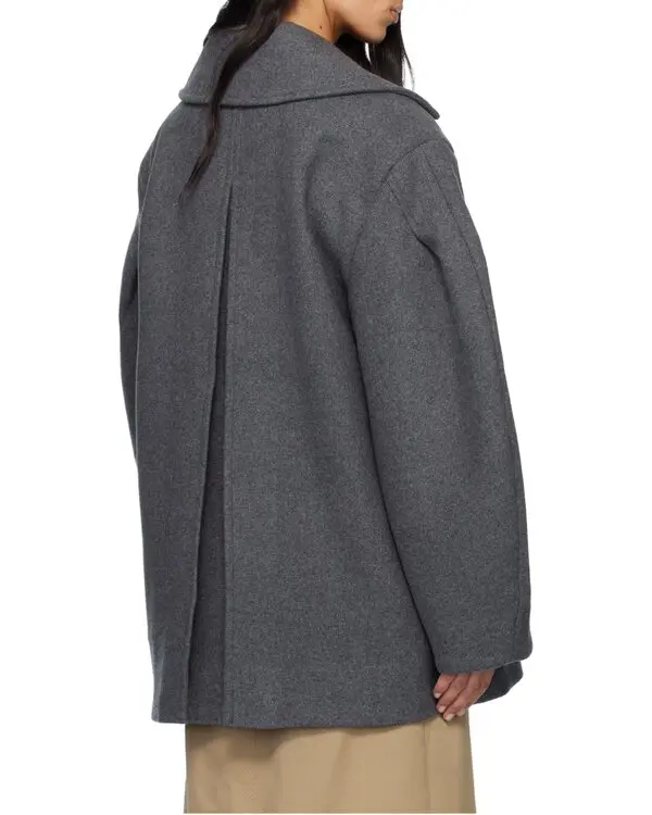 GANNI Oversized Midi Peacoat - Grey