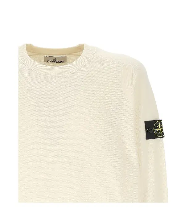Stone Island Logo Patch Crewneck Sweatshirt - Ivory