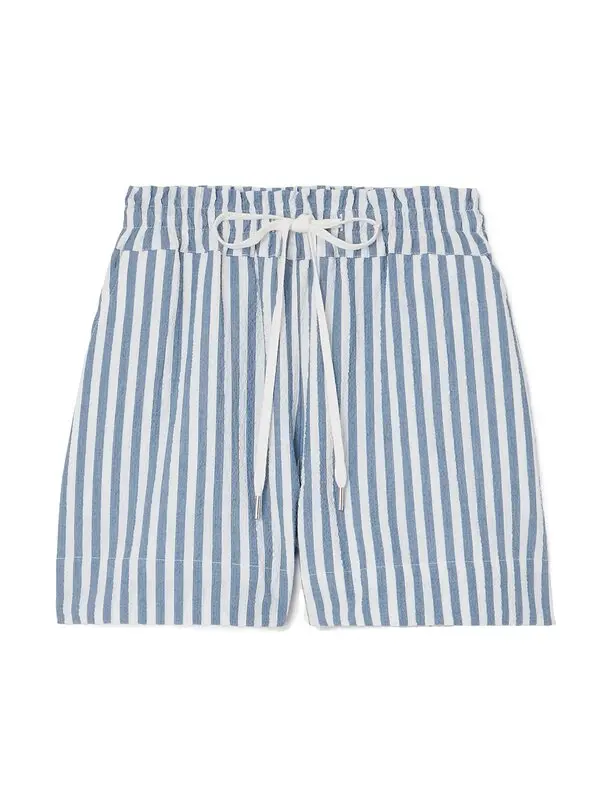 Veronica Beard Tijana Cotton-blend Seersucker Shorts - Blue