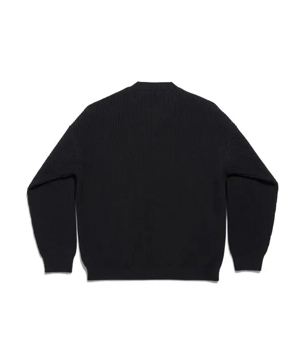 Balenciaga Crewneck Knitted Jumper With Rubber Patches - Black