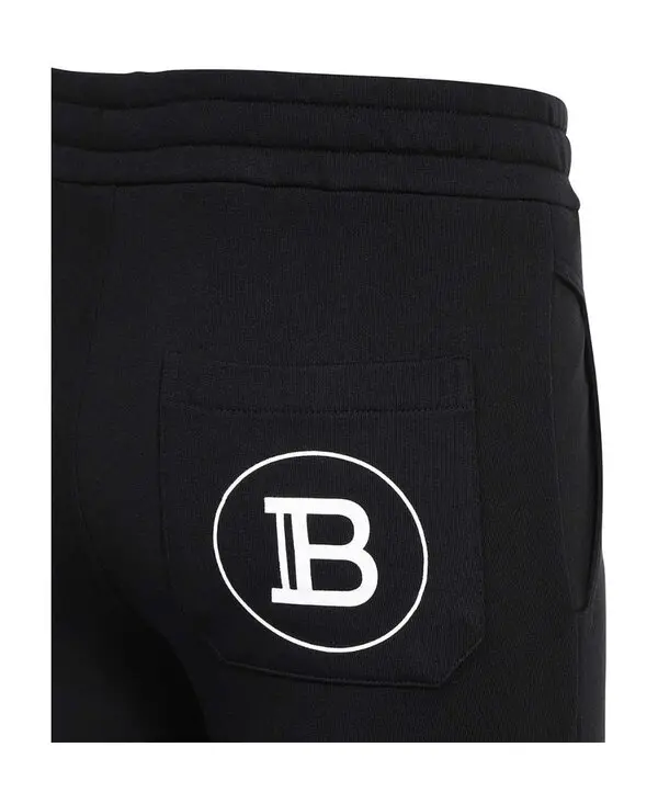 Balmain Logo Printed Cotton Jogging Bottoms - Black