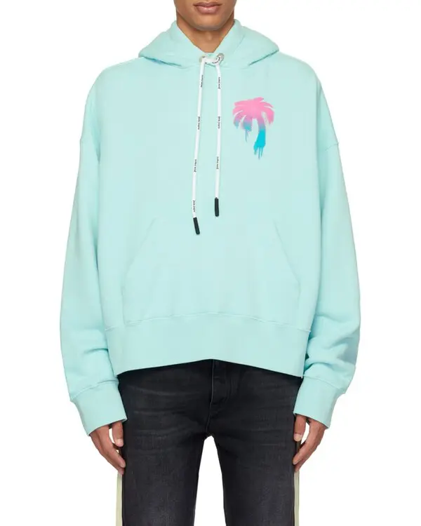 Palm Angels Palm Tree Printed Hoodie - Blue