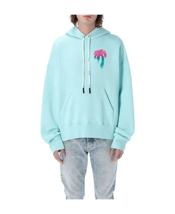 Palm Angels Palm Tree Printed Hoodie - Blue