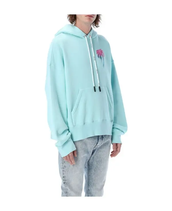 Palm Angels Palm Tree Printed Hoodie - Blue