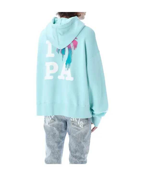 Palm Angels Palm Tree Printed Hoodie - Blue