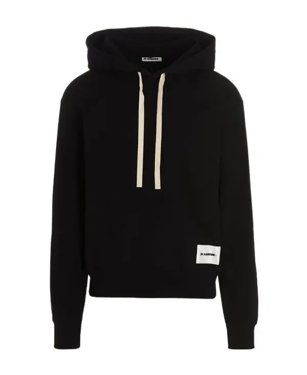 JIL SANDER Logo Patch Long-sleeve Hoodie - Black