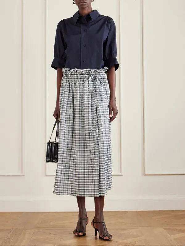 JIL SANDER Checked Midi Skirt