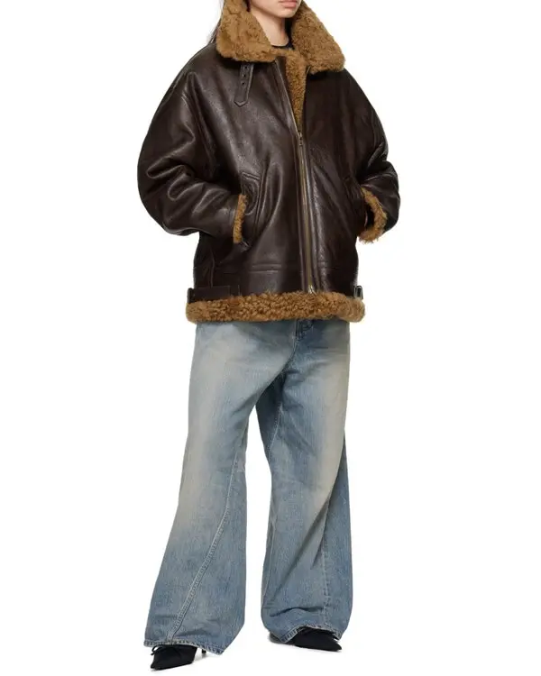 Vetements Brown Leather Lapel Jacket