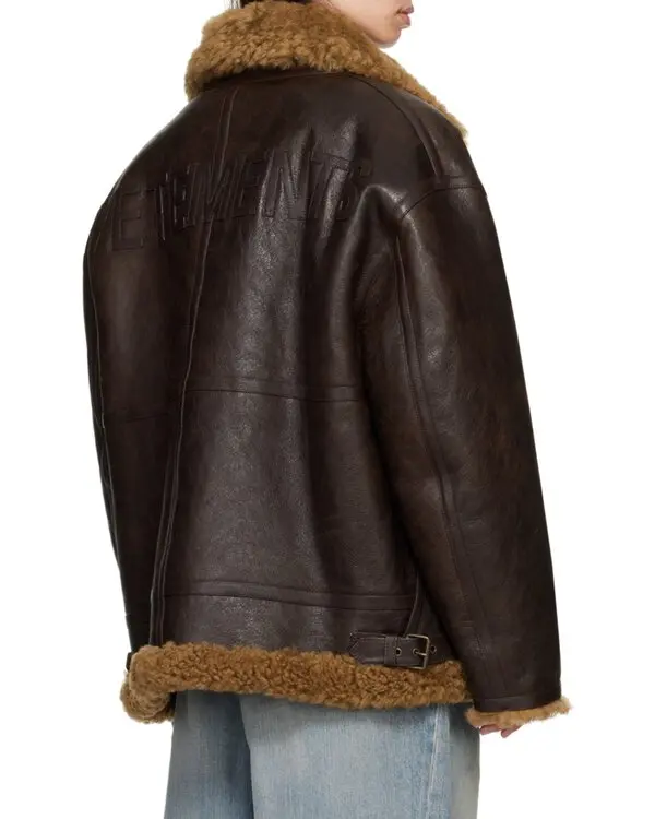 Vetements Brown Leather Lapel Jacket