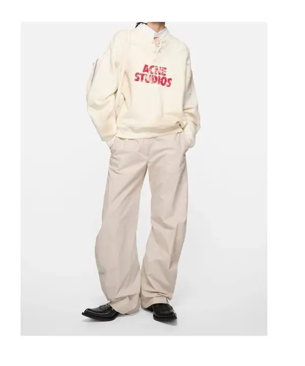 Acne Studios Logo Henley Sweatshirt - White
