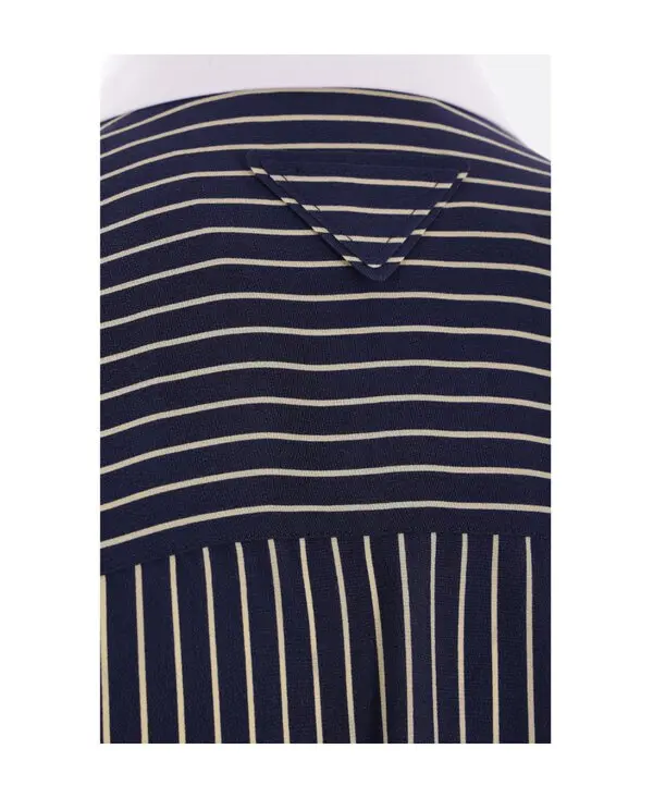 Prada Striped Belted Midi Shirt Dress