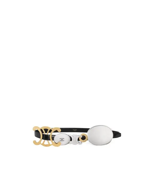 Celine Signature Belt 18mm In Taurillon Leather - Black