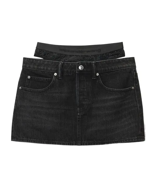 Alexander Wang Prestyle Hotfix Layered Mini Skirt - Dark