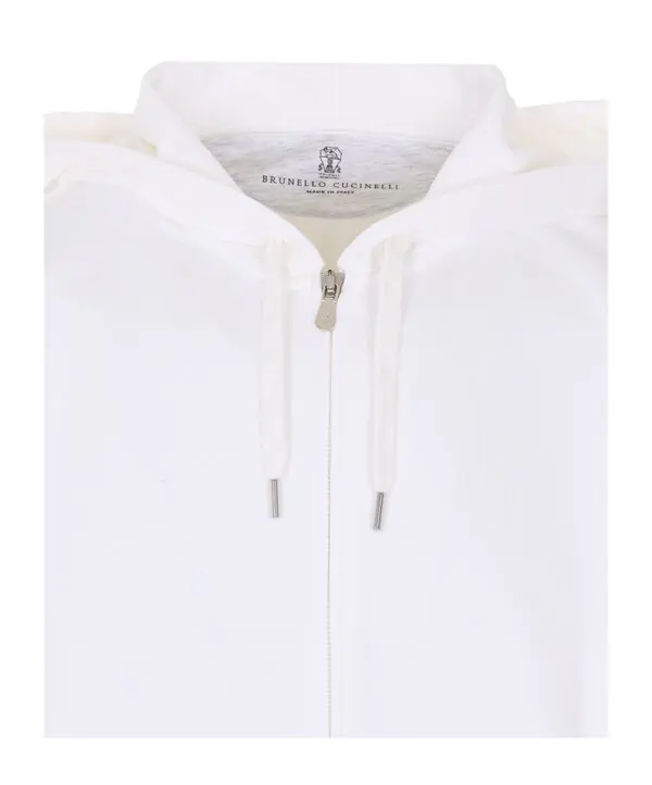 Brunello Cucinelli Zip-up Drawstring Hoodie - White