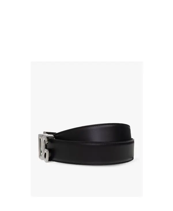 Dolce & Gabbana Logo Plaque Square Buckle Leather Belt