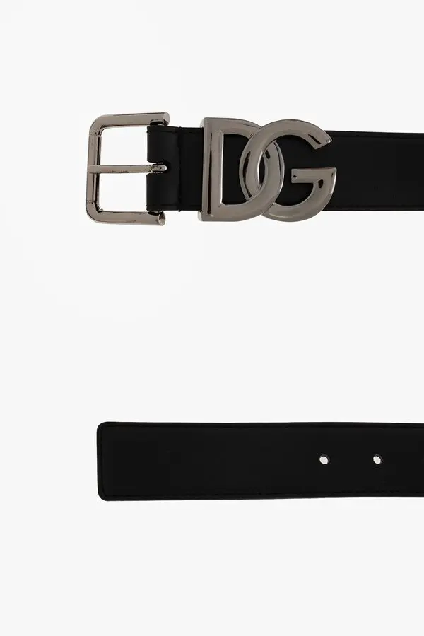 Dolce & Gabbana Logo Plaque Square Buckle Leather Belt