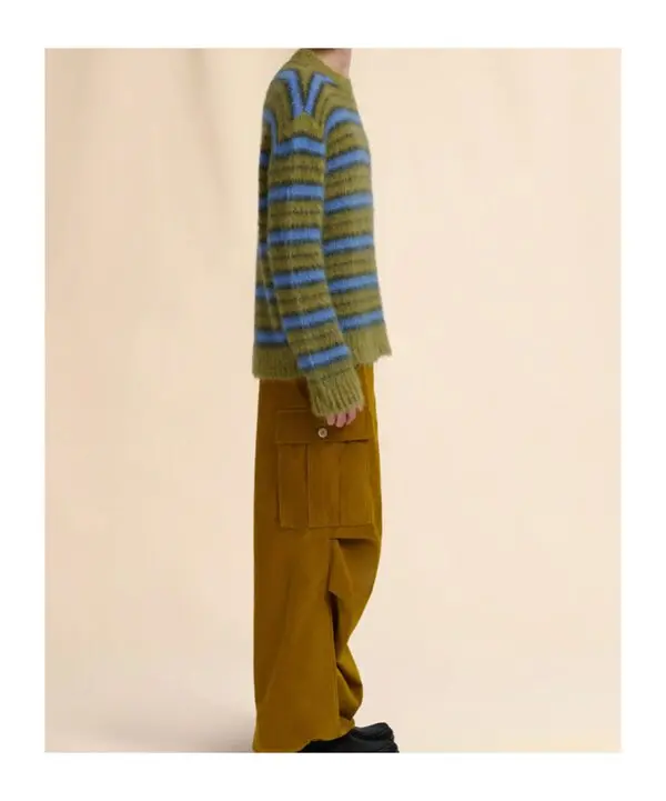 Marni Striped Brushed Mohair Blend Crewneck Jumper - Acid