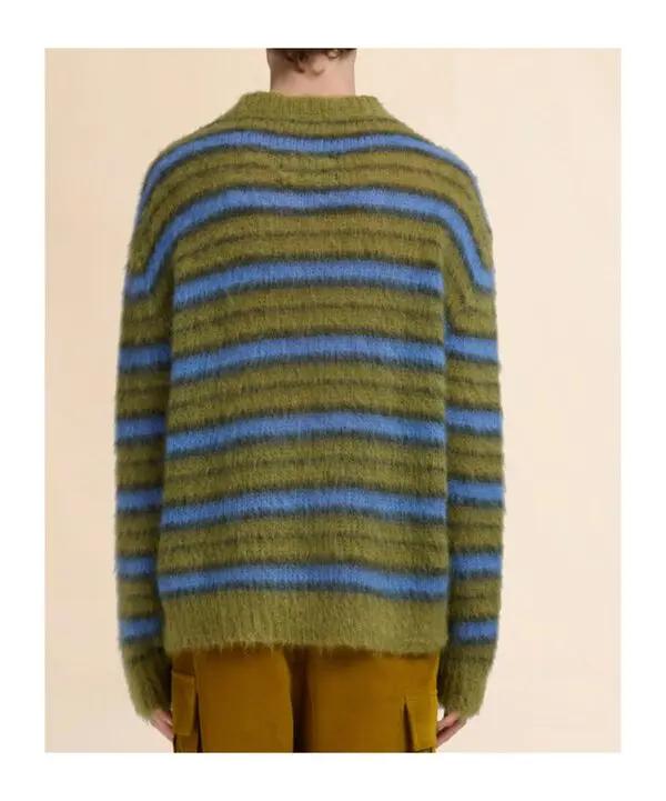 Marni Striped Brushed Mohair Blend Crewneck Jumper - Acid